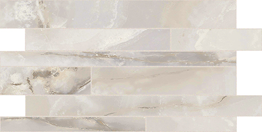 Oracle White Onyx Satin Sfalsato Mosaic Porcelain Tile | GENROSE