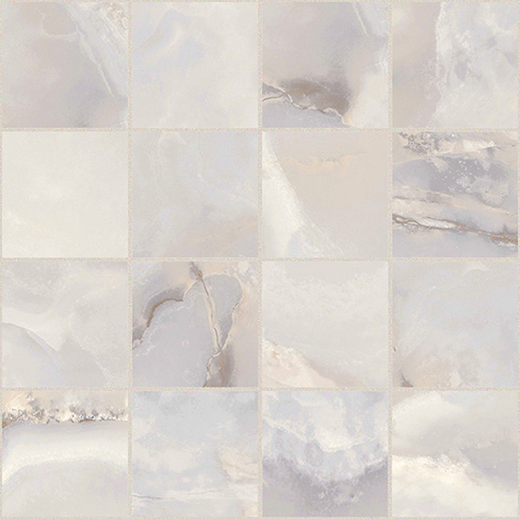 Oracle White Onyx Satin 3"x3" Mosaic Porcelain Tile | GENROSE