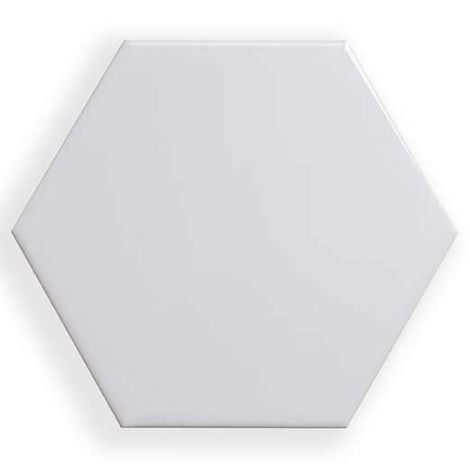 Prismatics White Gloss 7"x6" Hexagon Ceramic Tile | GENROSE